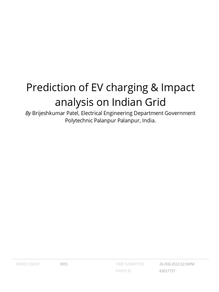 Prediction of EV Charging Impact Analysis On in | PDF | Computers | Technology & Engineering
