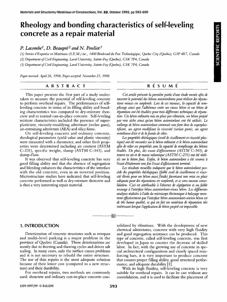 Rheology and Bonding Characteristics of Self-Leveling Concrete As A ...