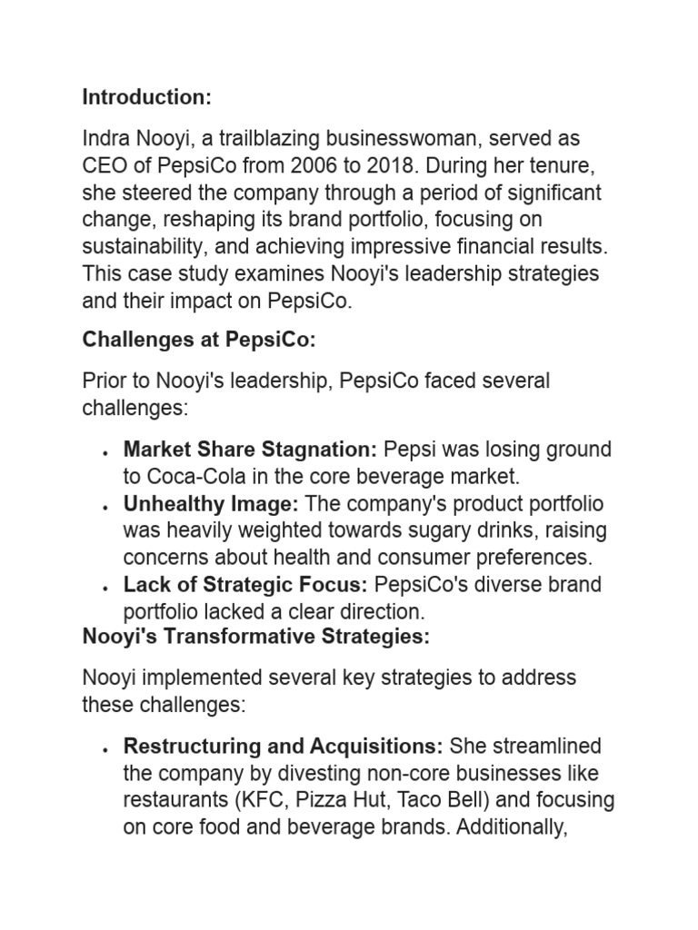 Case Study PepsiCo | Download Free PDF | Pepsi Co | Business Economics