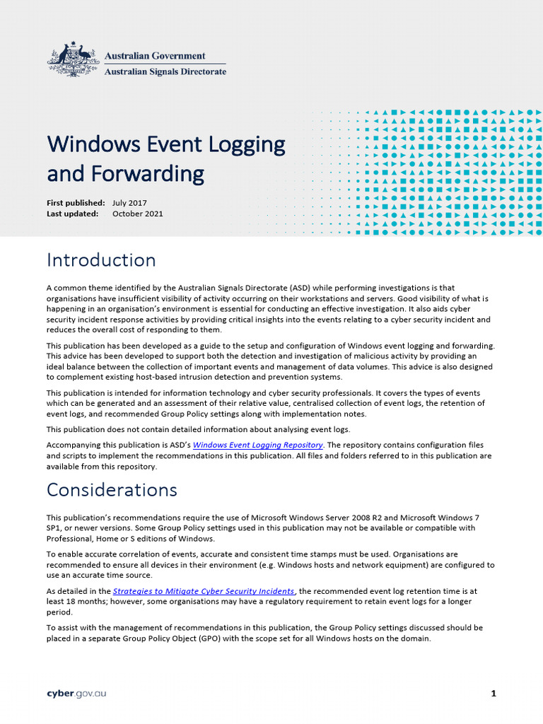 Windows Event Logging Guide for Security | PDF | Group Policy | Malware