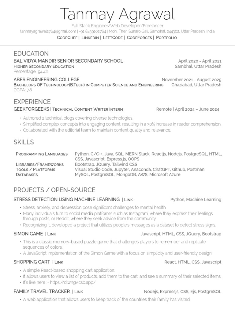 Tanmay's Resume-Hackerresume | PDF | Java Script | Bootstrap (Front End ... Tanmay's Resume-Hackerresume | PDF | Java Script | Bootstrap (Front End ...
