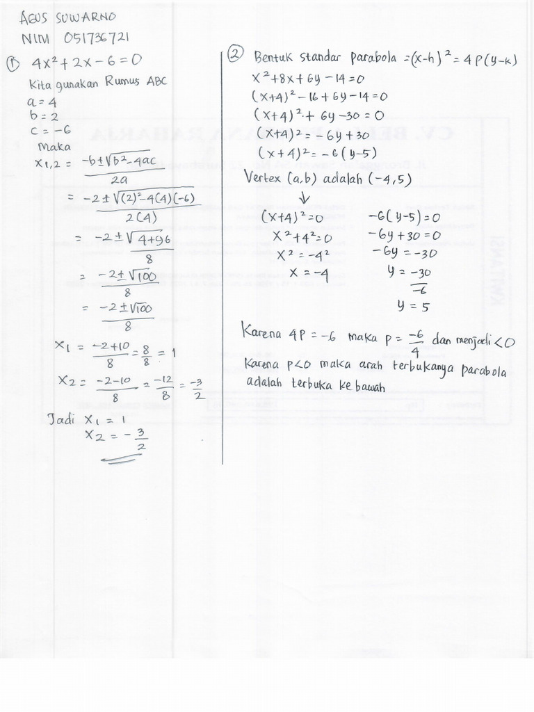 Jawaban Diskusi 5 Matematika Ekonomi - AGUS SUWARNO | PDF