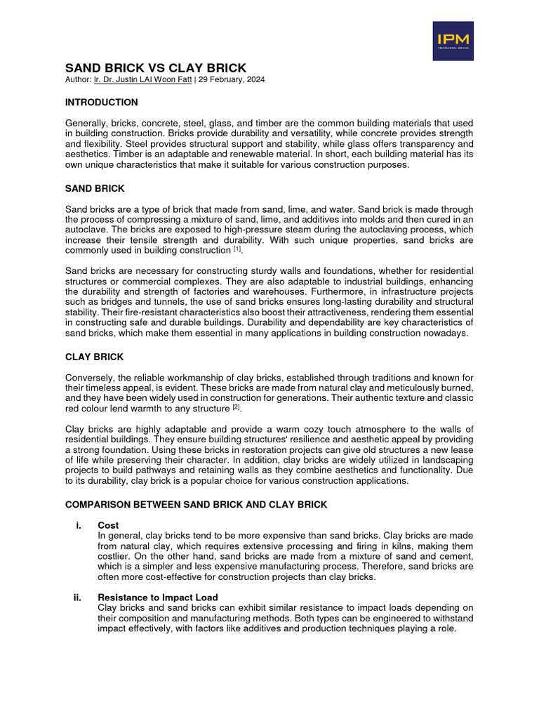 Sand vs Clay Bricks: Key Differences | PDF | Brick | Porosity