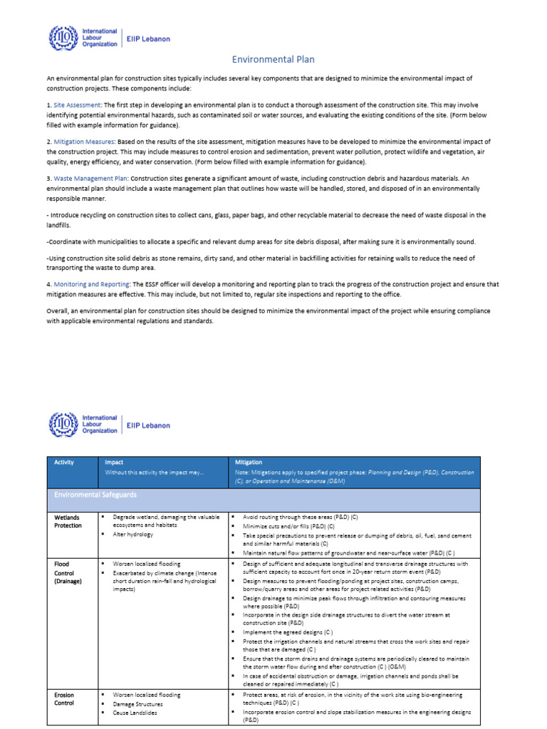 Construction Site Environmental Plan | PDF | Waste | Waste Management