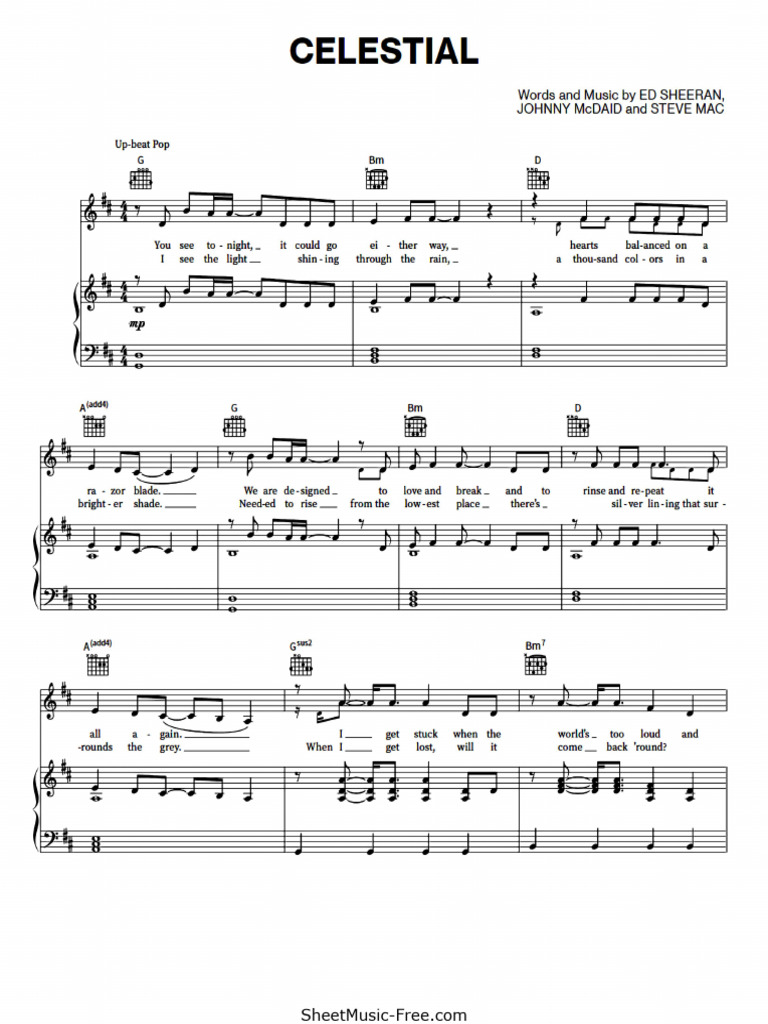 Celestial Sheet Music Ed Sheeran | PDF
