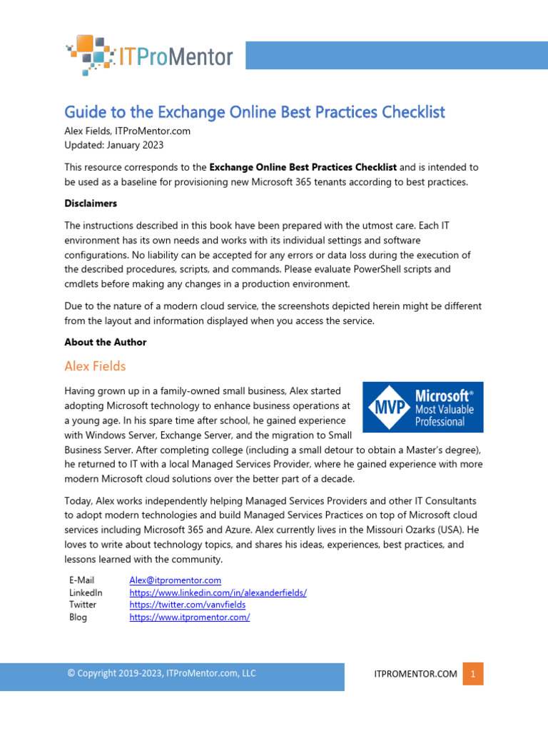 0123-The Exchange Online Best Practices Checklist | PDF | Internet ...