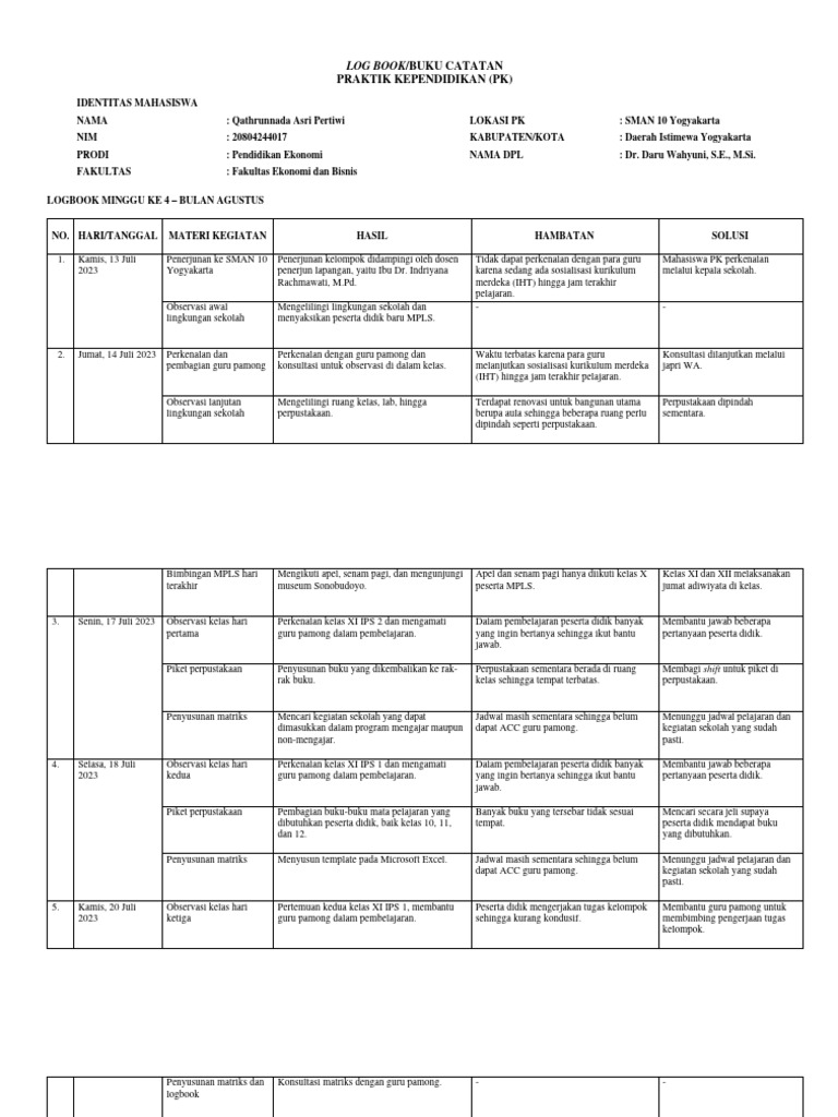 Final Logbook PK | PDF