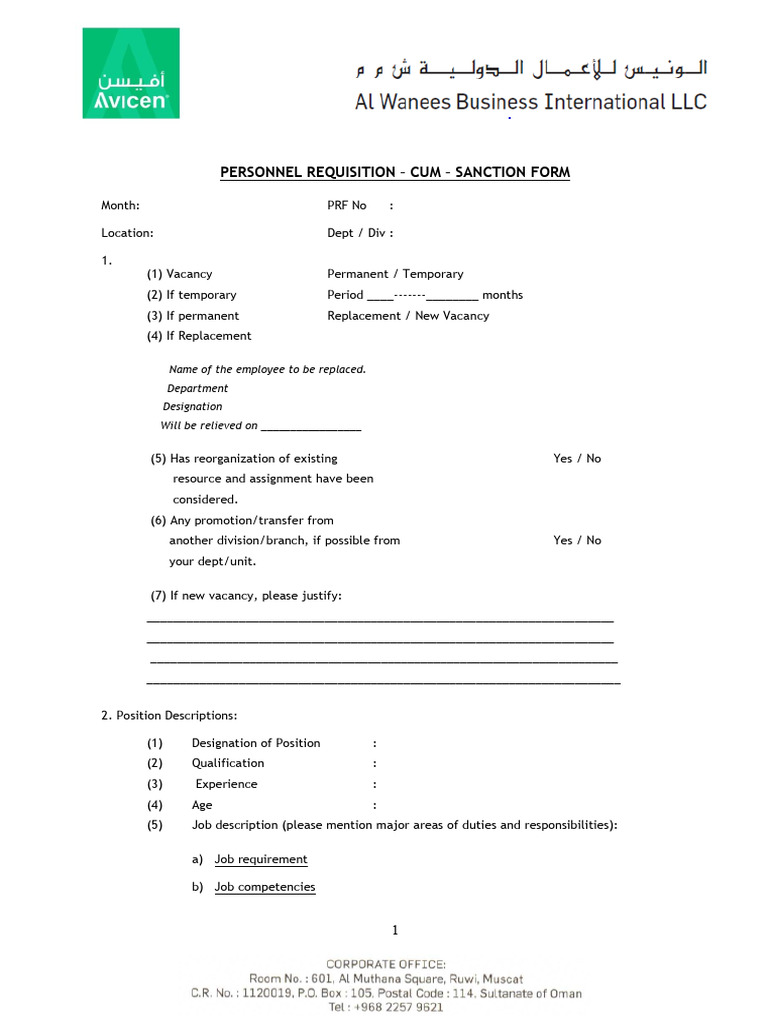 Personnel Requisition-Sanction Form | PDF | Employee Relations ...