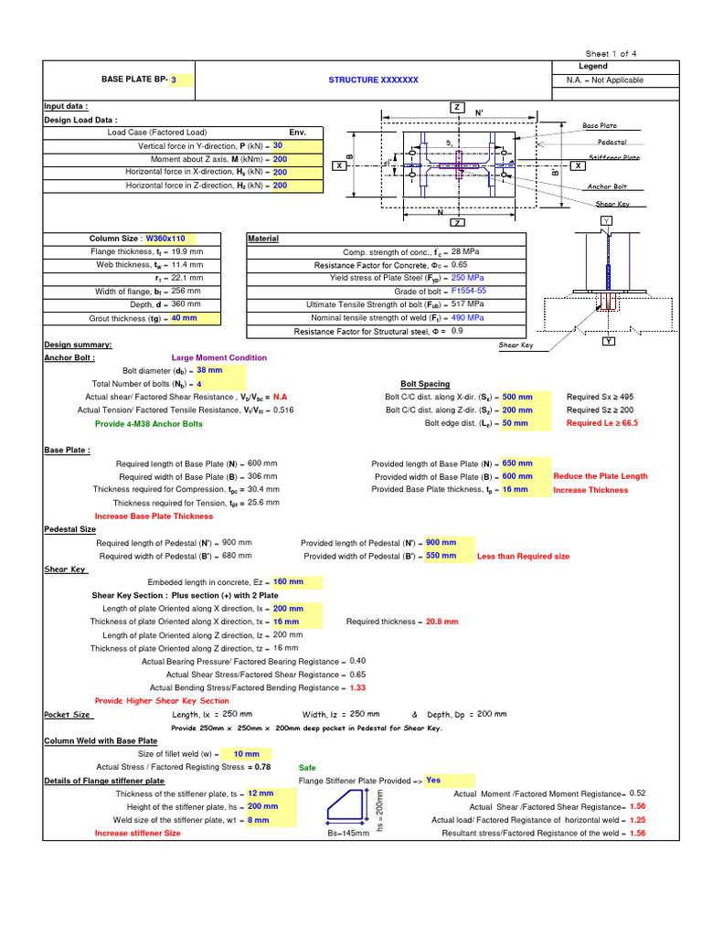 Base Plate Design Calculations | PDF | Screw | Stress (Mechanics)