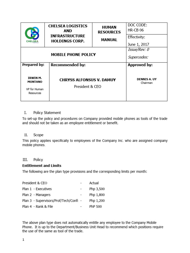 CLC - Mobile Phone Policy As of June 5 2018 (Updated Version) | PDF ...