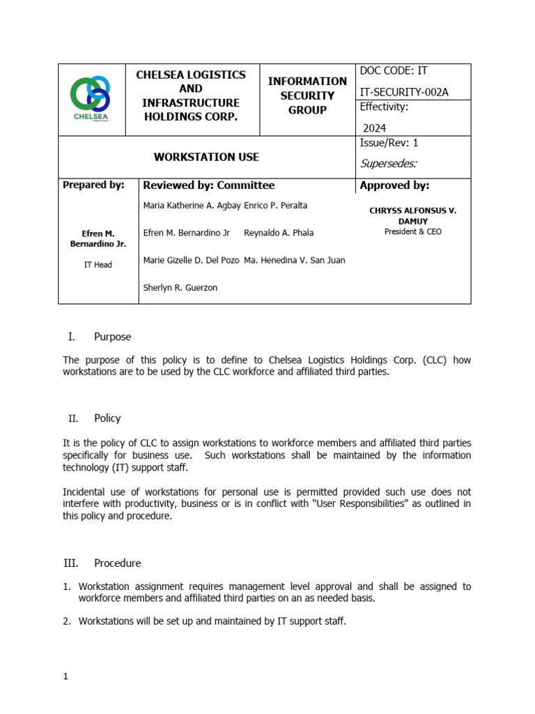 IT-002 Workstation Use (Updated Version) | Download Free PDF | Software Engineering | Computer ...