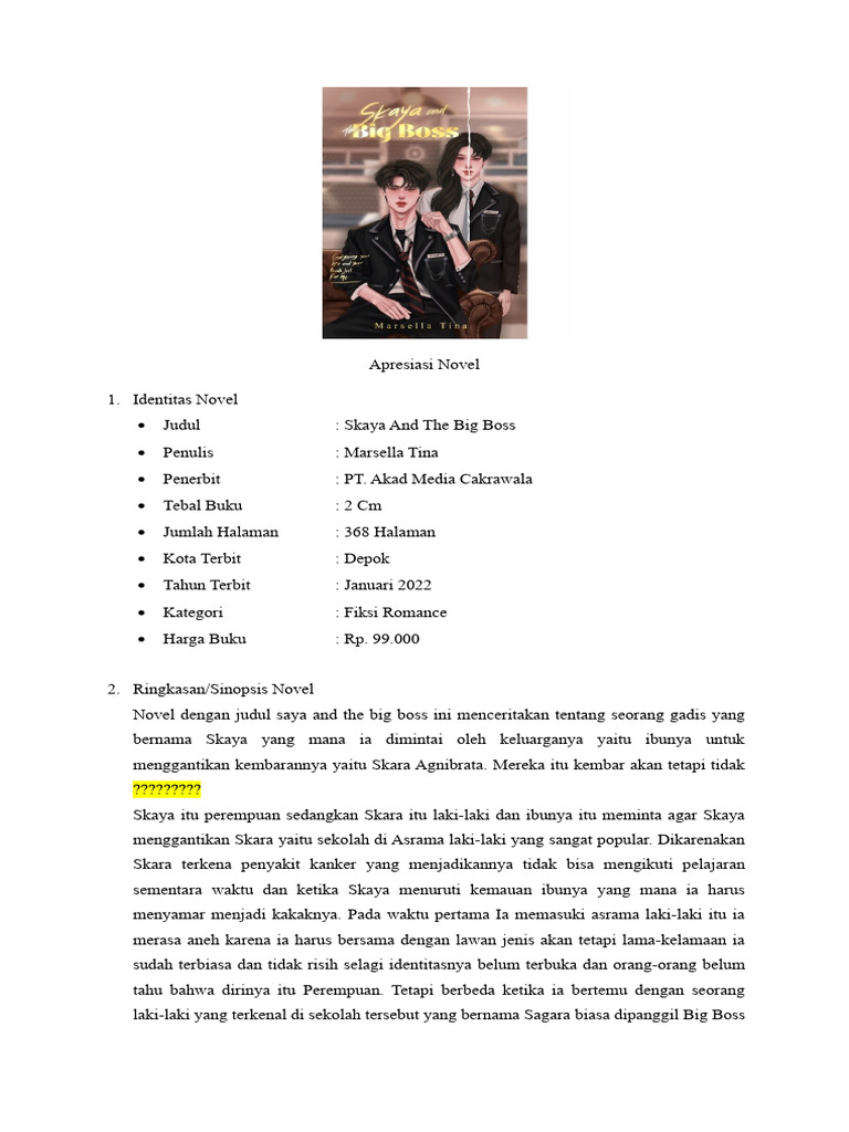 Apresiasi Novel Skaya And The Big Boss | PDF