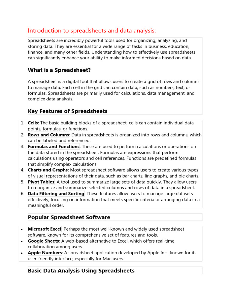 Unit 3 | PDF | Spreadsheet | Data Analysis