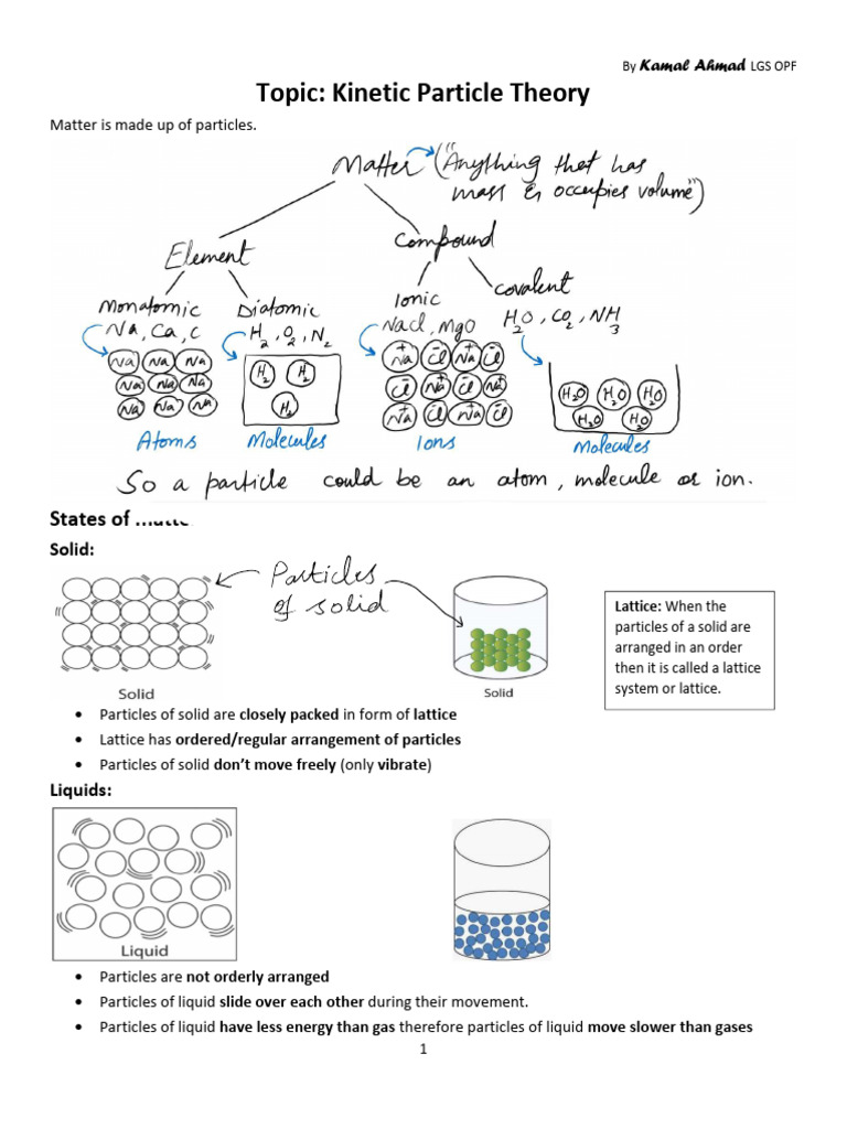 Kinetic Particle theory-OL-Notes | PDF | Gases | Liquids