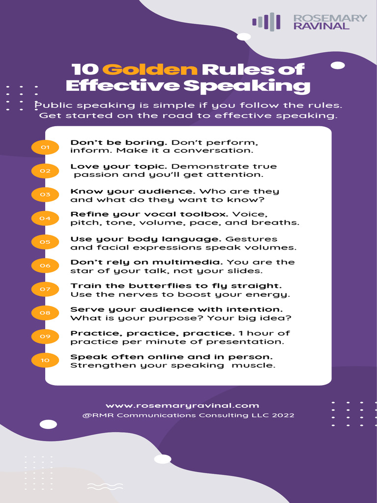 10 Golden Rules Effective Speaking Infographic | PDF | Career & Growth | Business