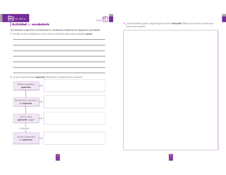 U1 - ACT - 4 Pág. 8 Vocabulario | PDF