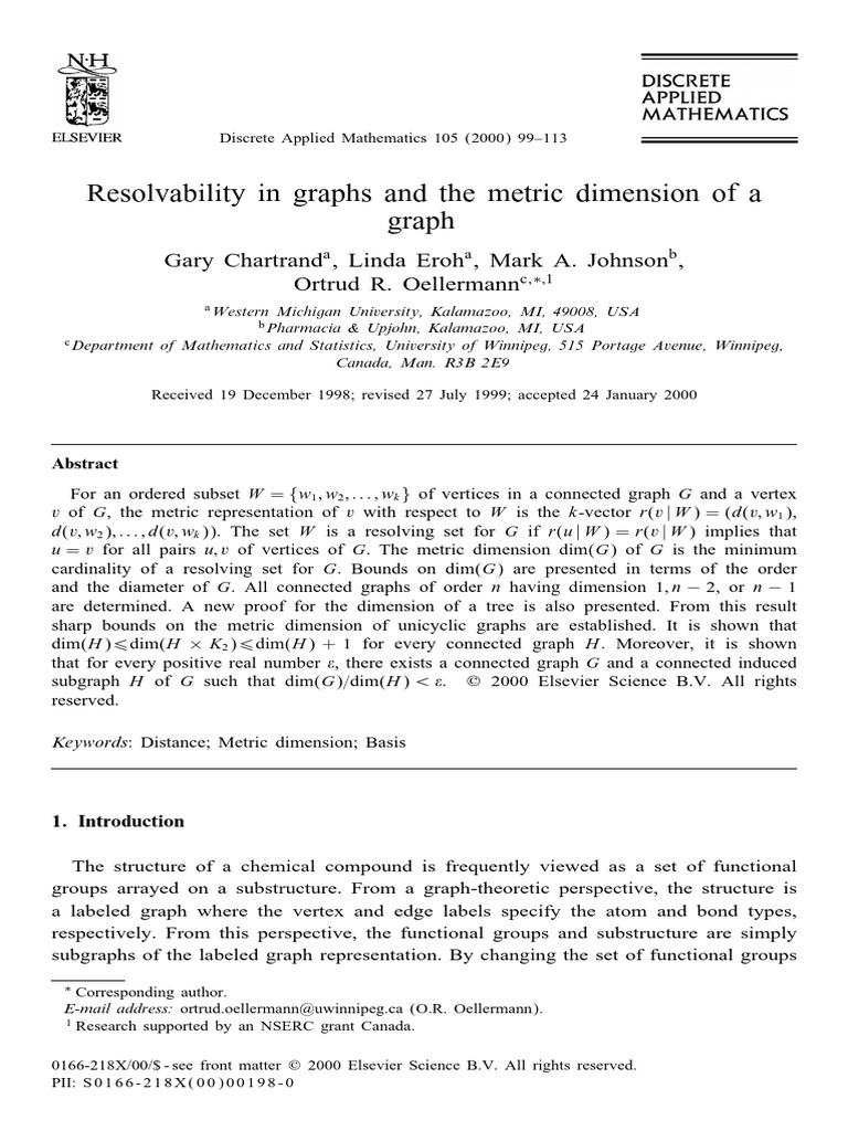 Metric Dimension in Graph Theory | PDF | Vertex (Graph Theory) | Graph ...