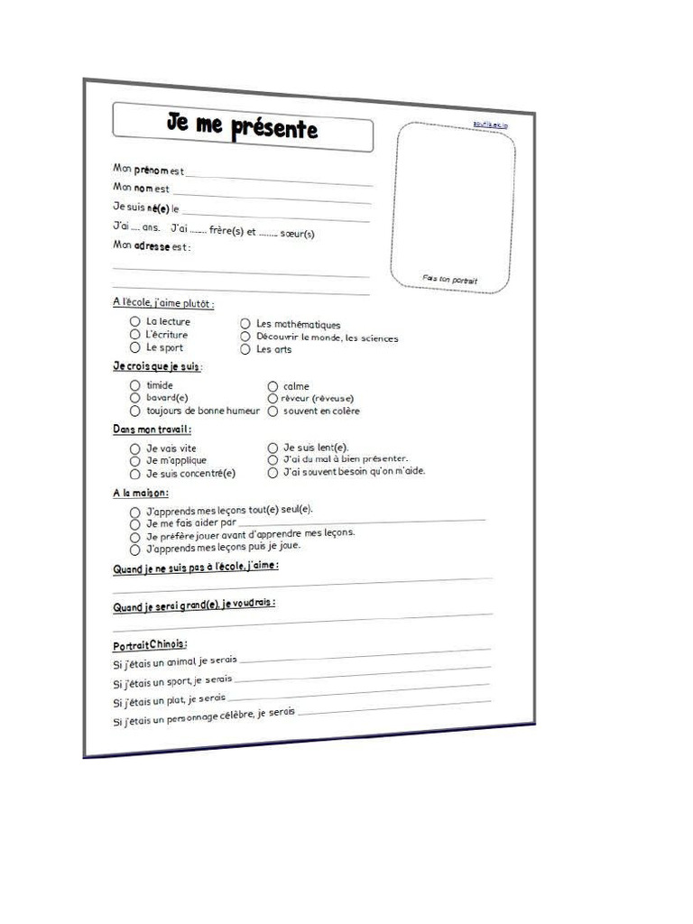 Je Me Présente A1+ | PDF