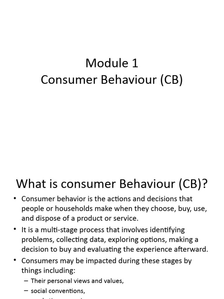 Module 1-1 | PDF | Consumer Behaviour | Marketing
