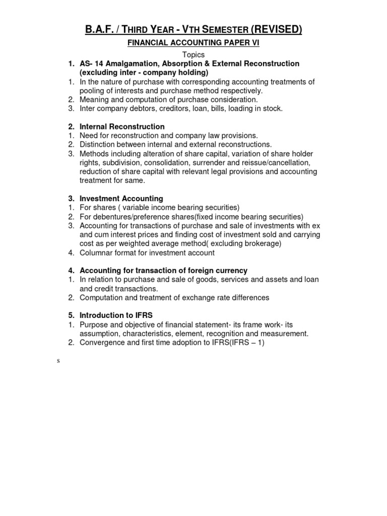 Tybaf Sem 5 Syllabus Pdf Investing Securities Finance