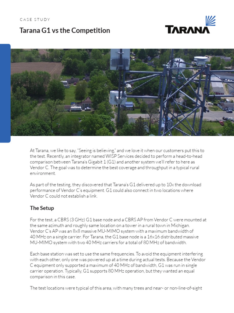 Tarana Case Study WISP Services 2402 01 | PDF | Telecommunications | Electronics