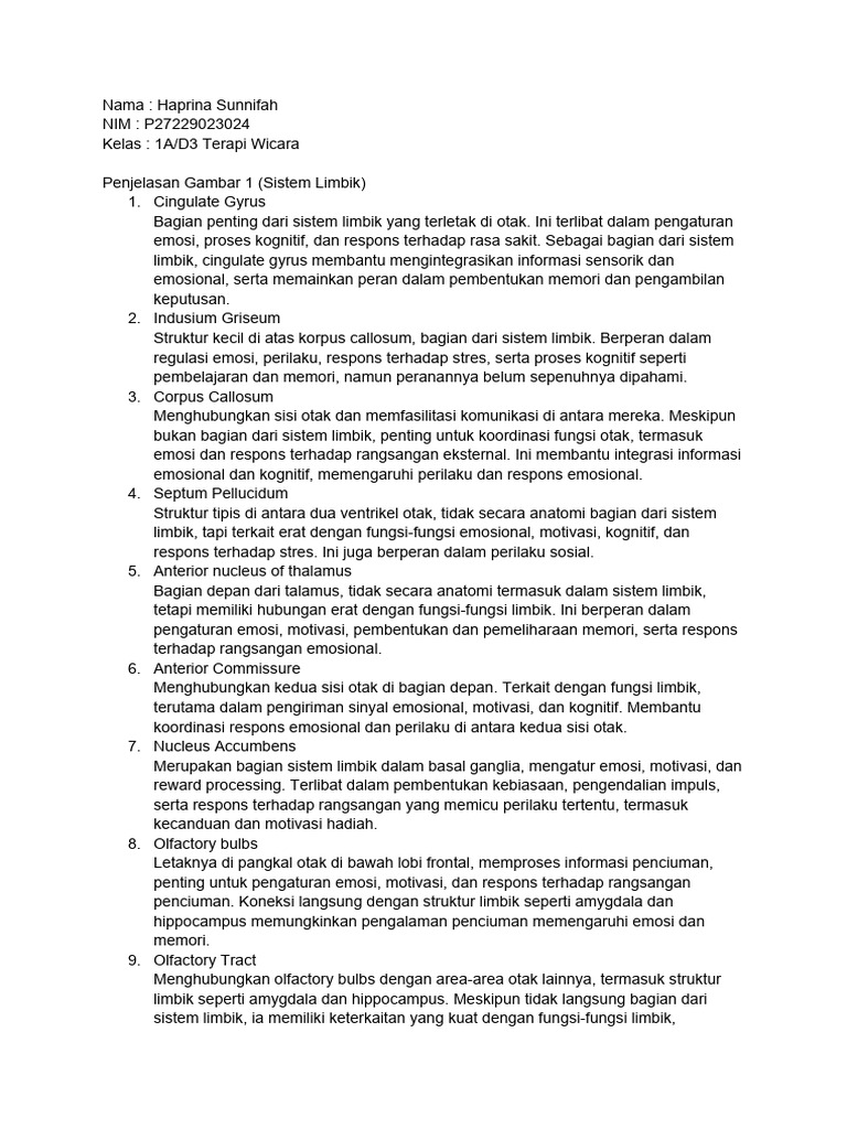 Penjelasan Gambar Sistem Limbik | PDF