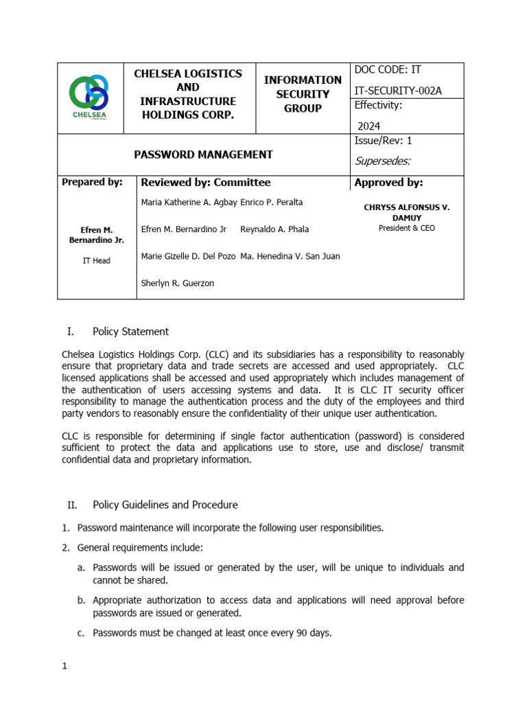 IT-006 Password Management (Updated Version) | Download Free PDF | Password | User (Computing)