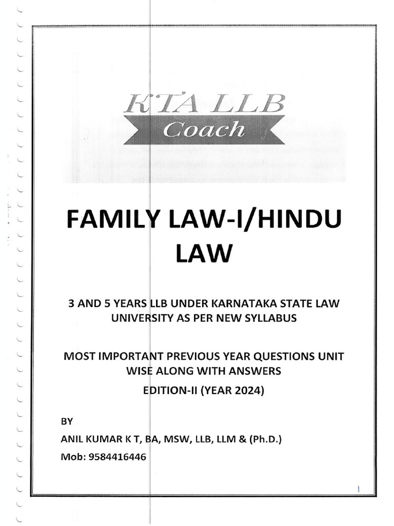 LLB - Family Hindu Law-Part-1 | PDF