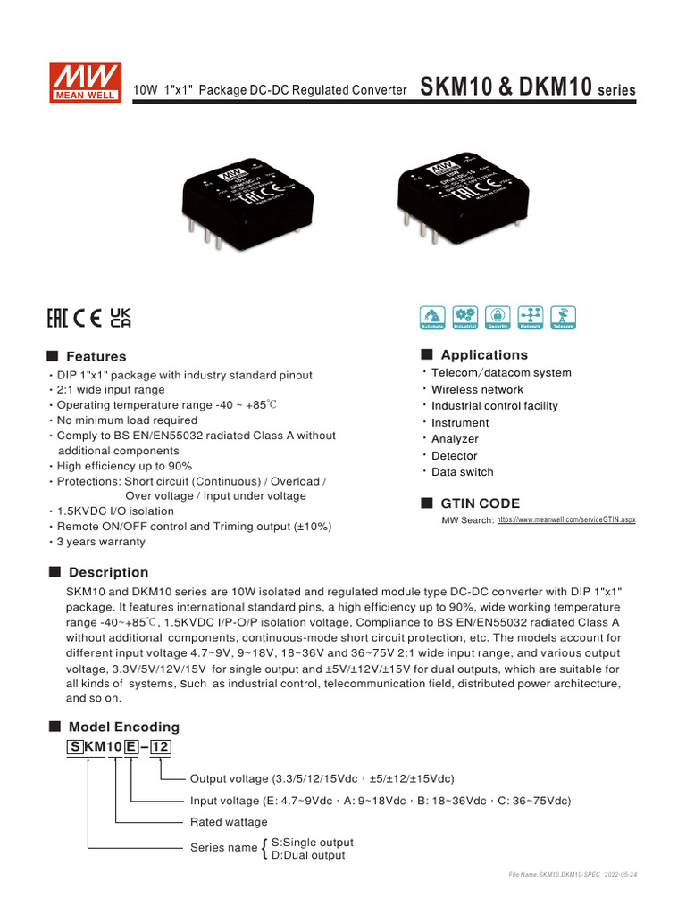 Skm10,Dkm10 Spec | PDF | Electronics | Electrical Engineering