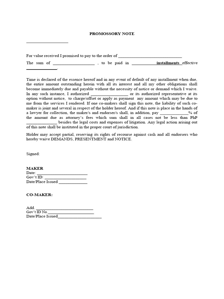 PROMISSORY NOTE | PDF