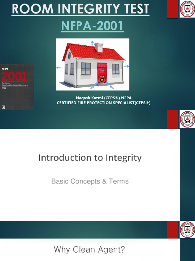 Room Integrity Test For Fire Suppression Rooms -NFPA-2001 | PDF