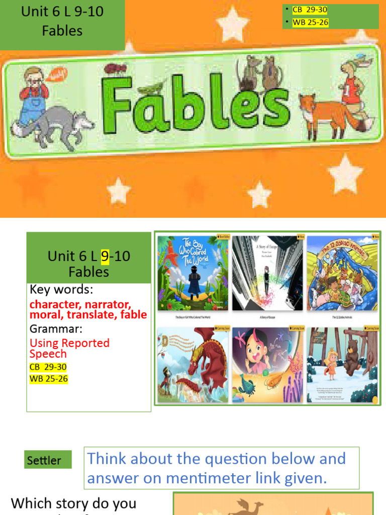 10 Adv Unit 6 Lessons 9-10 Fables | PDF | Linguistics