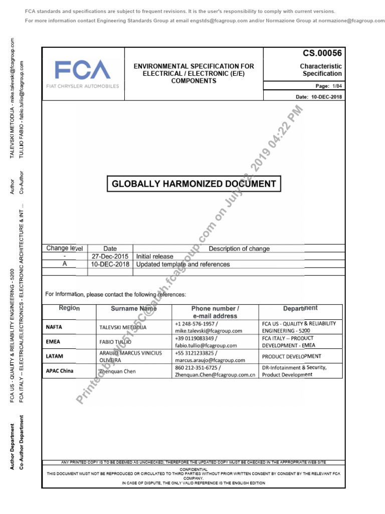 Cs 00056 Environmental Spec For Electrical Electronic Components