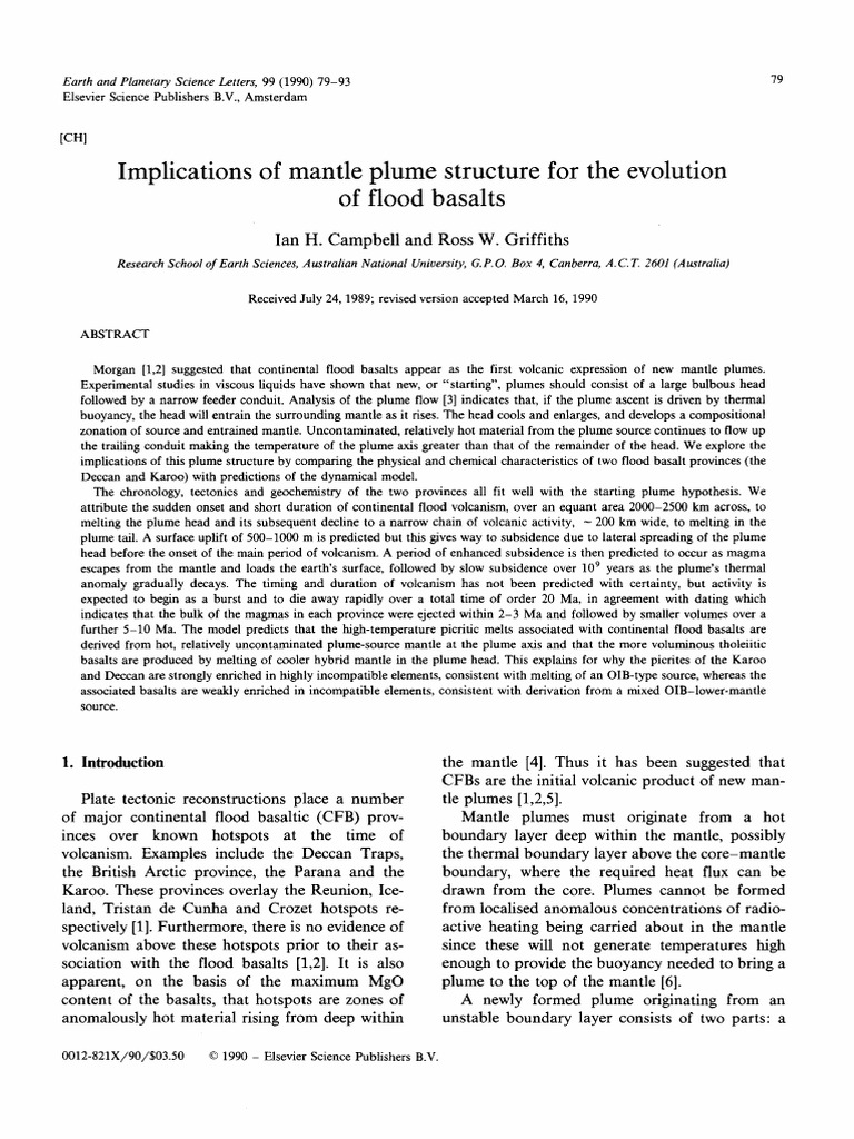 Mantle Plume Structure and Flood Basalts | PDF | Basalt | Geophysics