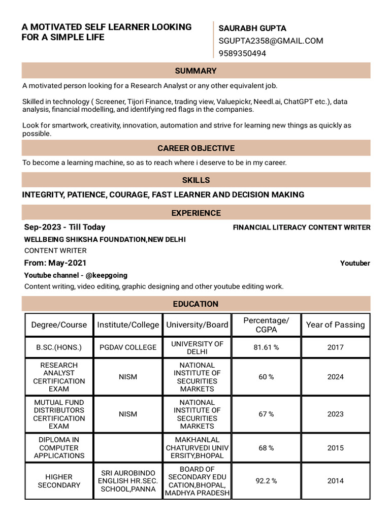Resume - SAURABH GUPTA - Format7 | PDF