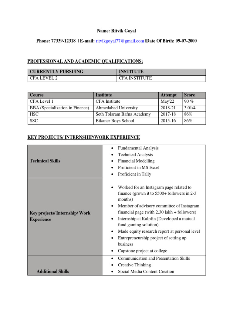 CV Ritvik | PDF | Business CV Ritvik | PDF | Business