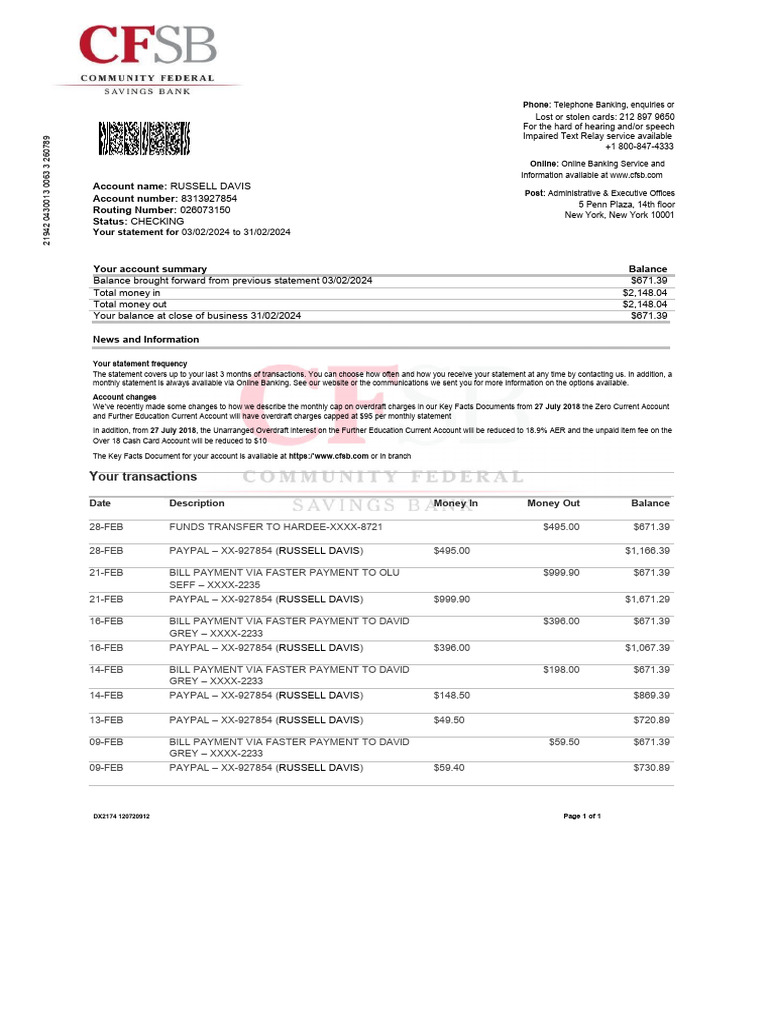My Bank Statement | PDF | Transaction Account | Overdraft