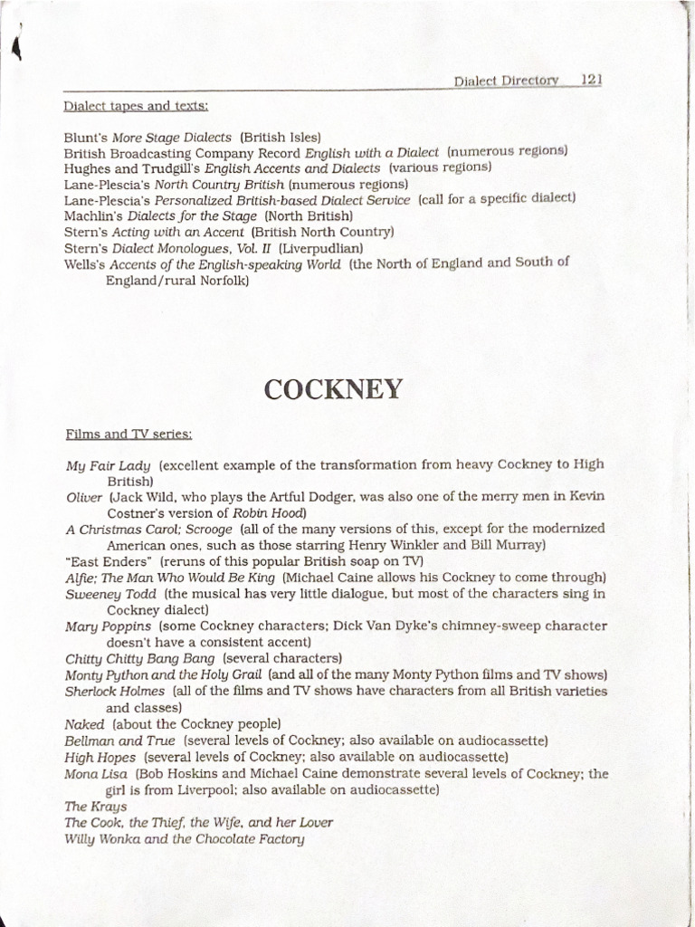 Dialect Directory Cockney | PDF