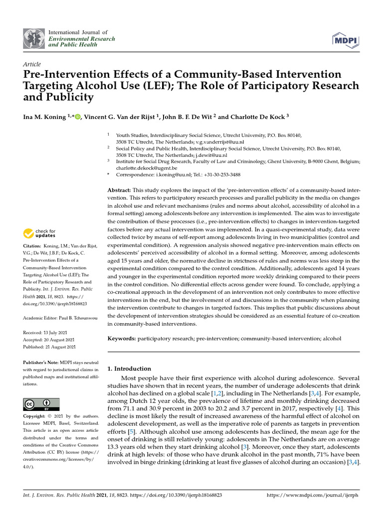 Koning, I. M., Van Der Rijst, V., de Wit, J. B. F. & de Kock, C. (2021 ...