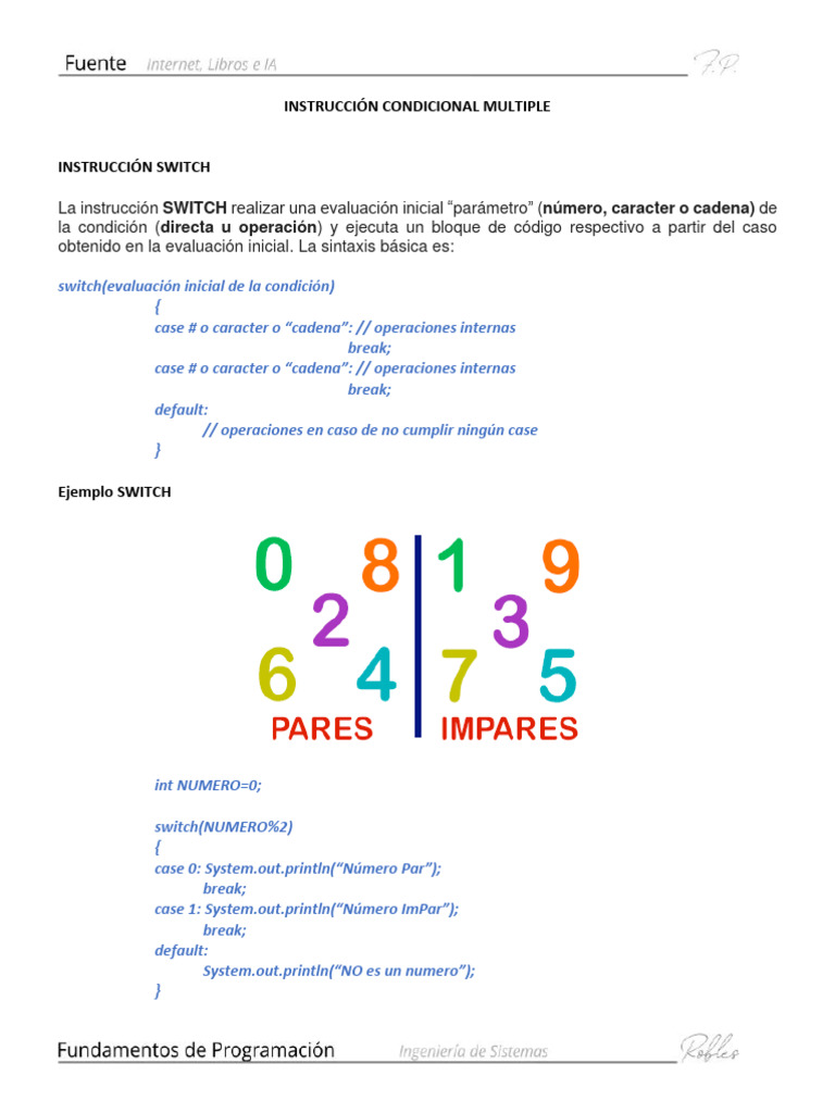 Guía de Uso de Switch en Java | PDF | Triángulo | Informática