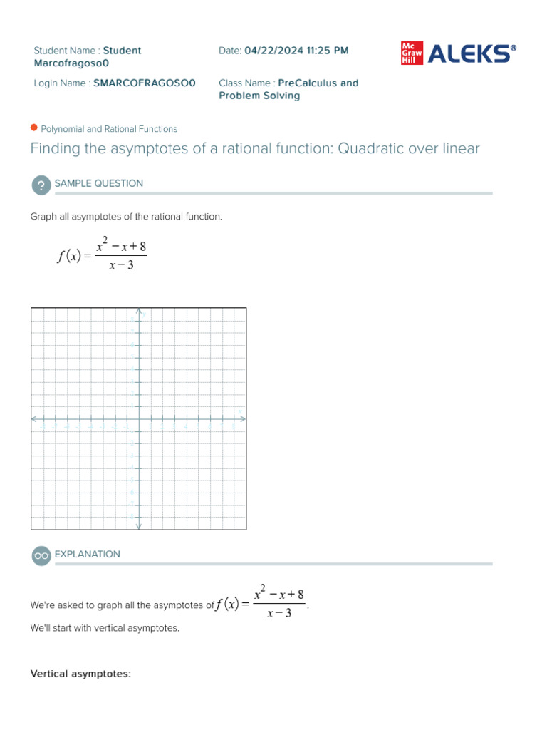 27 - Polynomial and Rational Functions - Finding The Asymptotes of A ...