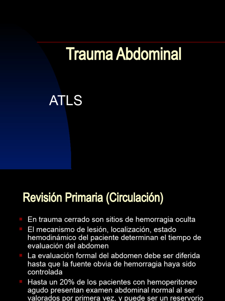Evaluación del Trauma Abdominal ATLS | PDF | Abdomen | Especialidades ...