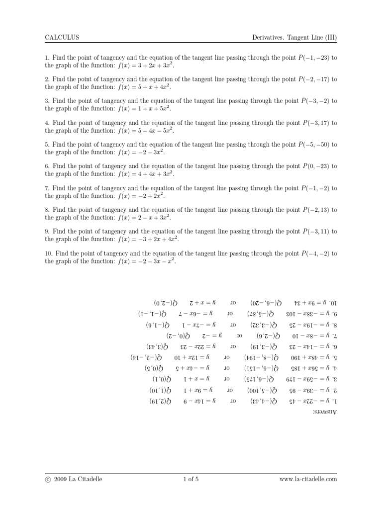 Tangent Lines from External Points | PDF | Tangent | Quadratic Equation