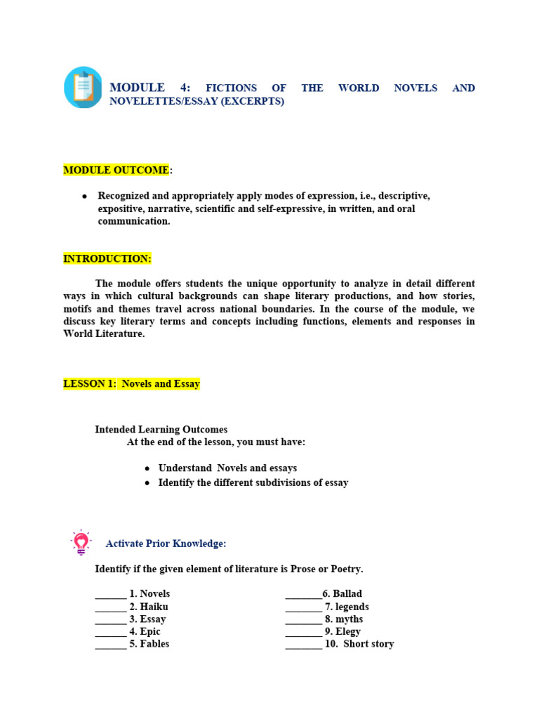 Module 4 | PDF | Essays | Narrative