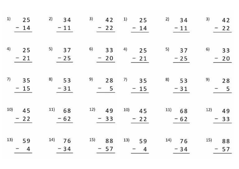 2 Digit Subtraction | PDF
