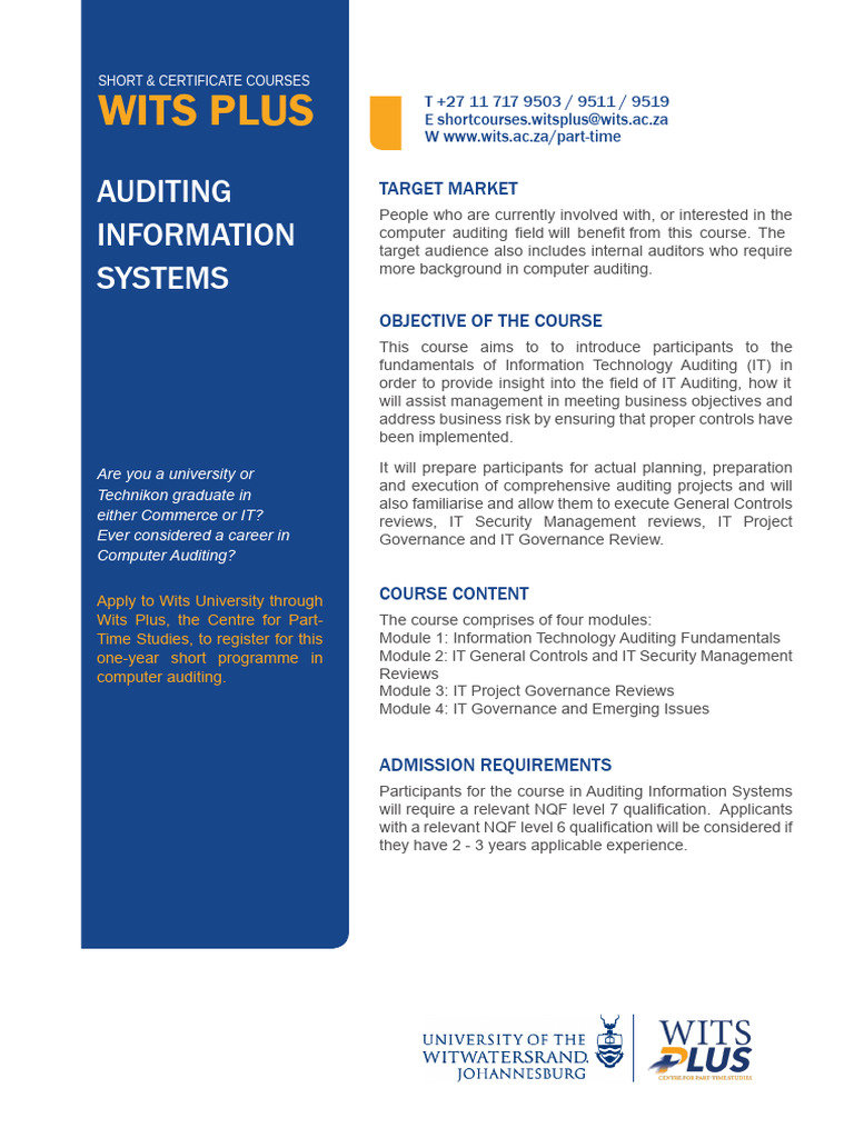 Auditing Information Systems Pdf Audit Internal Audit