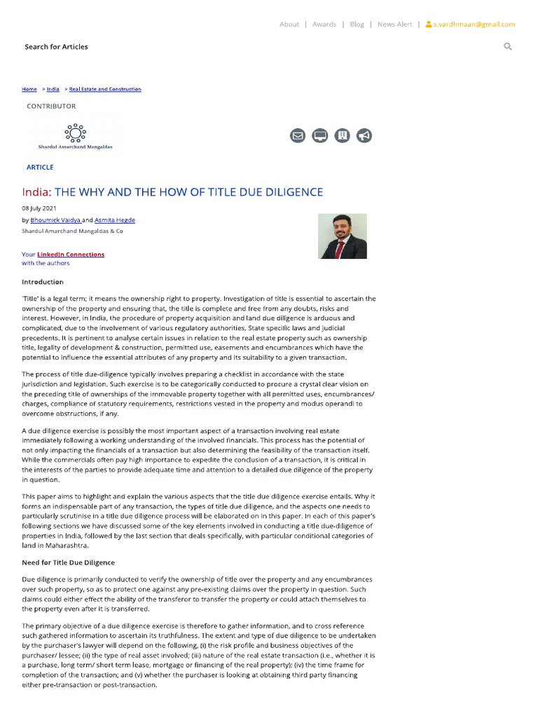 Introduction To Diligence - THE WHY AND THE HOW OF TITLE DUE DILIGENCE ...
