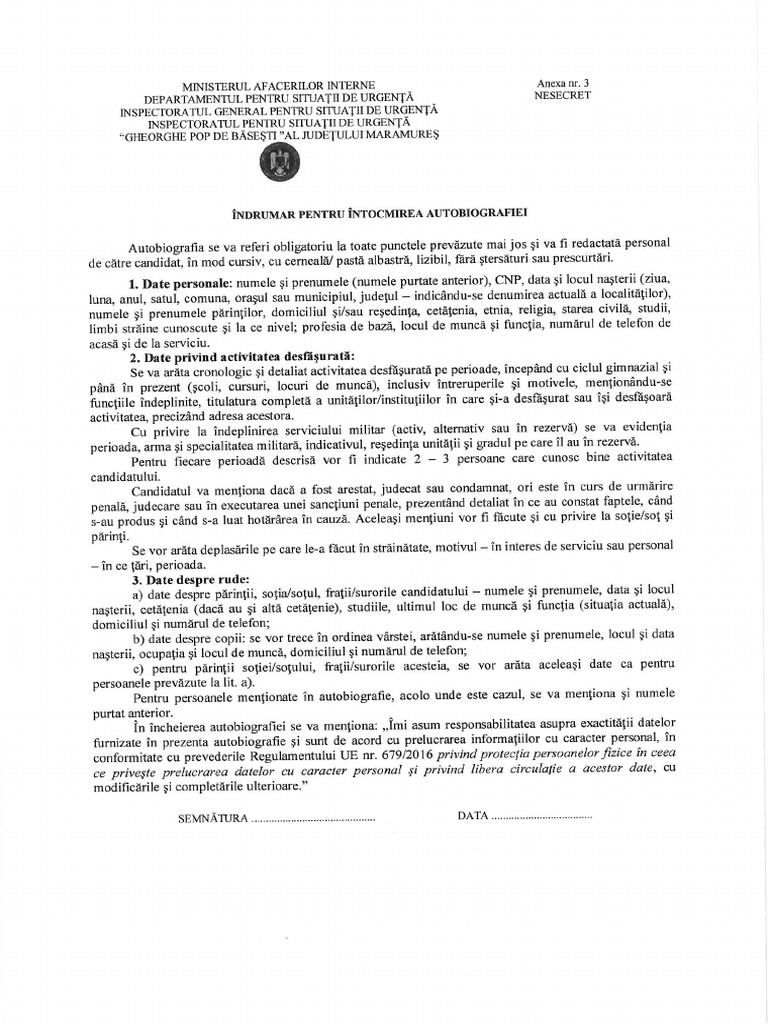 Indrumar Intocmire Autobiografie | PDF