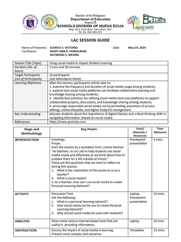 Lac Session Guide Maryannpangilinan. | PDF | Social Media | Popular ...