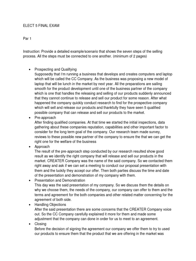 Seven Steps of the Selling Process Explained | PDF | Economies ...